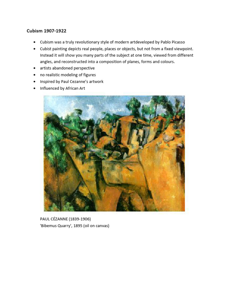 Cubism Pdf Cubism Pablo Picasso