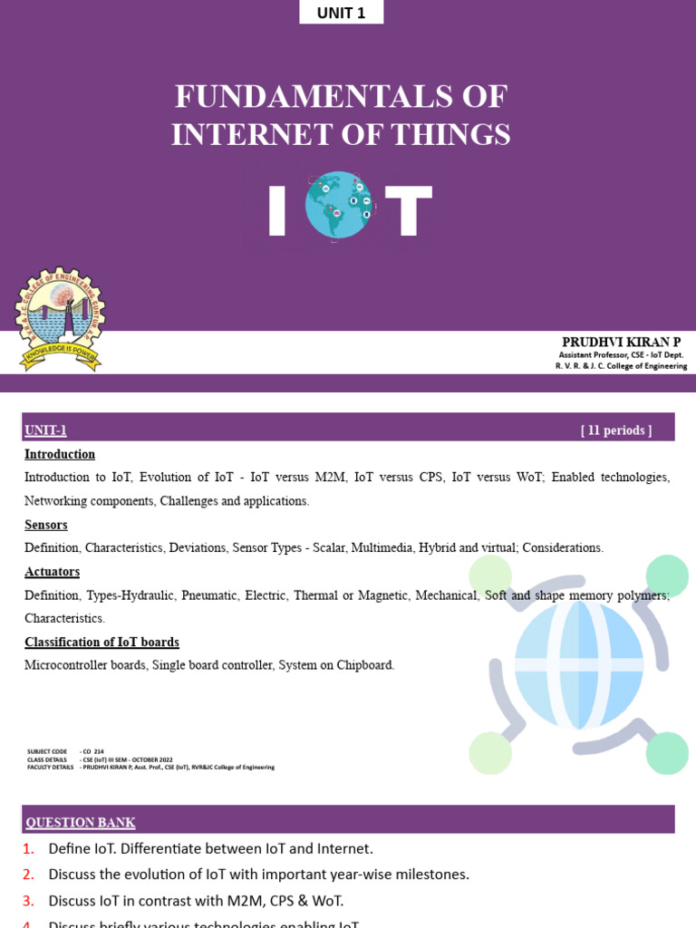 IoT - UNIT 1 (COMPLETED On 24.11.2022 - 11 Classes) | PDF | Internet Of ...