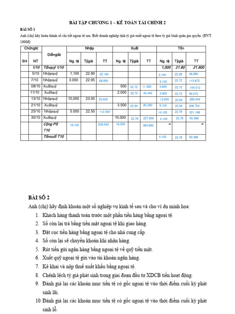 BT KTTC2 Chương 1 | PDF