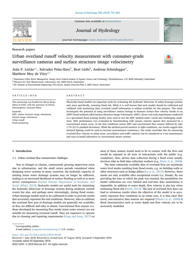 Urban Overland Runoff Velocity Measurement With Consumer-Grade ...