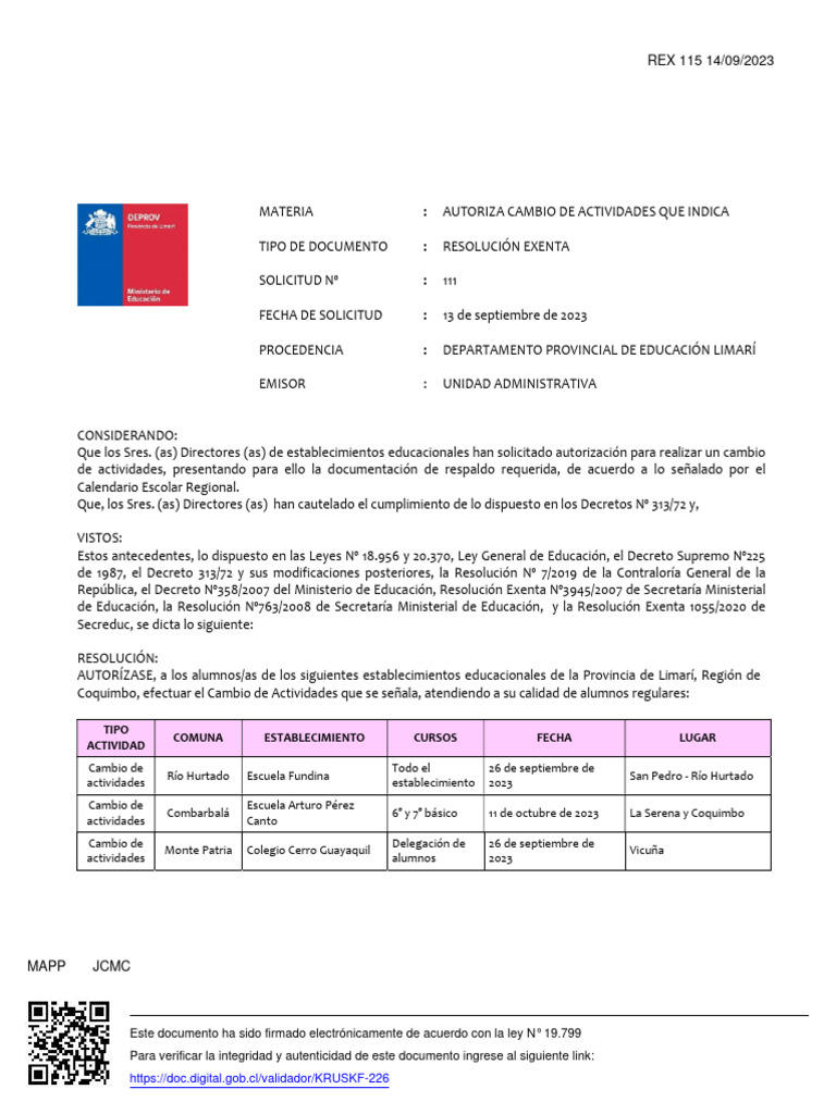 Cambio de Actividades 30 | PDF | Chile | Gobierno