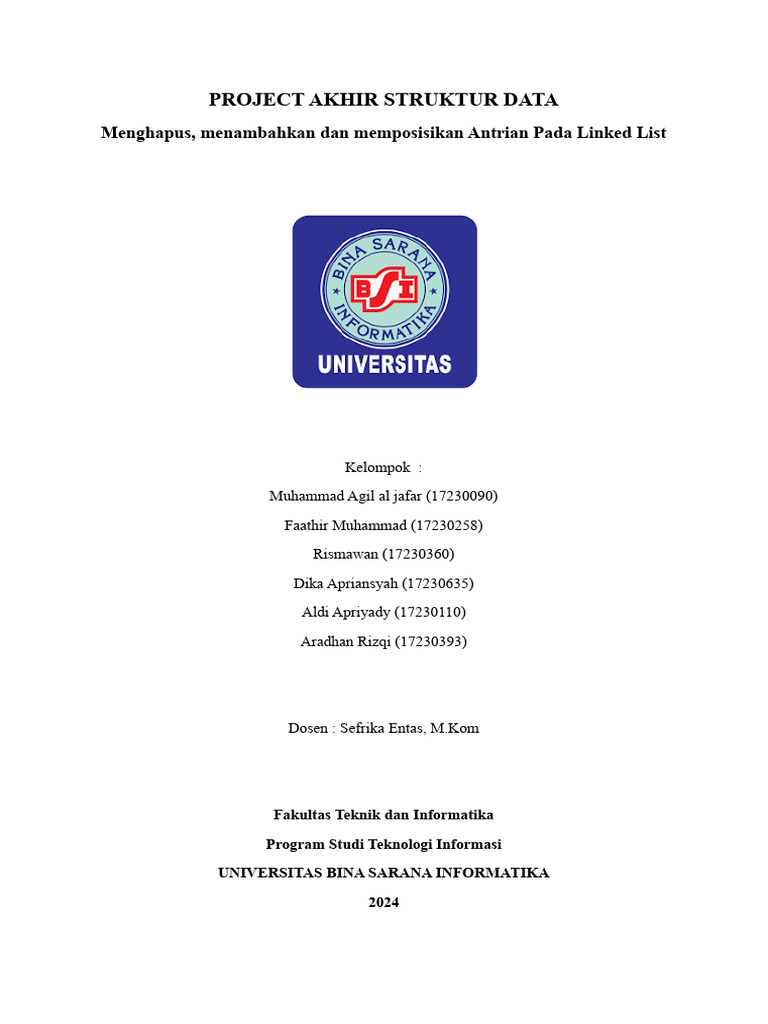 Laporan Project Akhir Struktur Data Finish | PDF