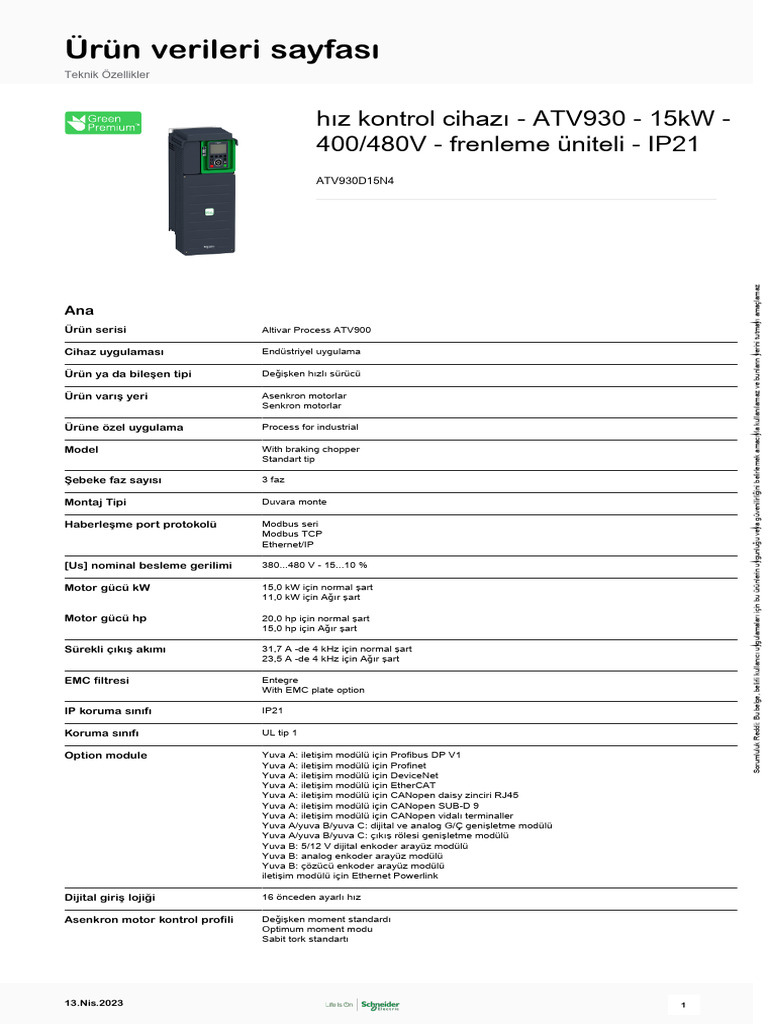 Altivar Process ATV900 - ATV930D15N4 | PDF