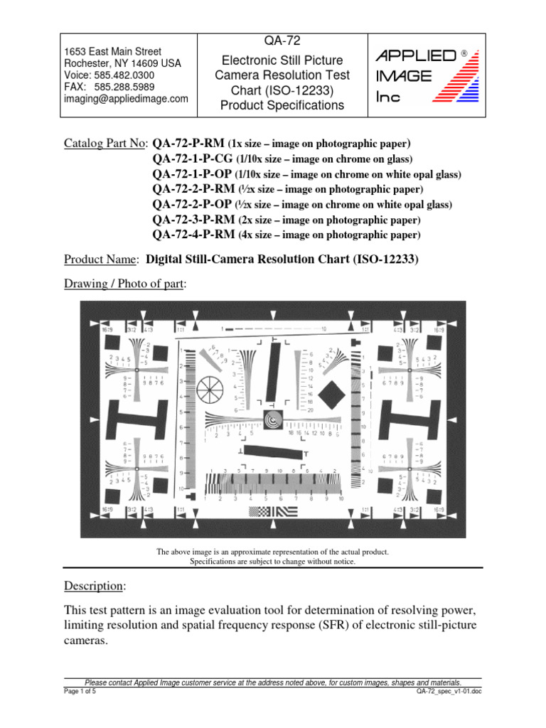ISO-12233 Camera Resolution Chart | PDF | Optical Resolution | Camera