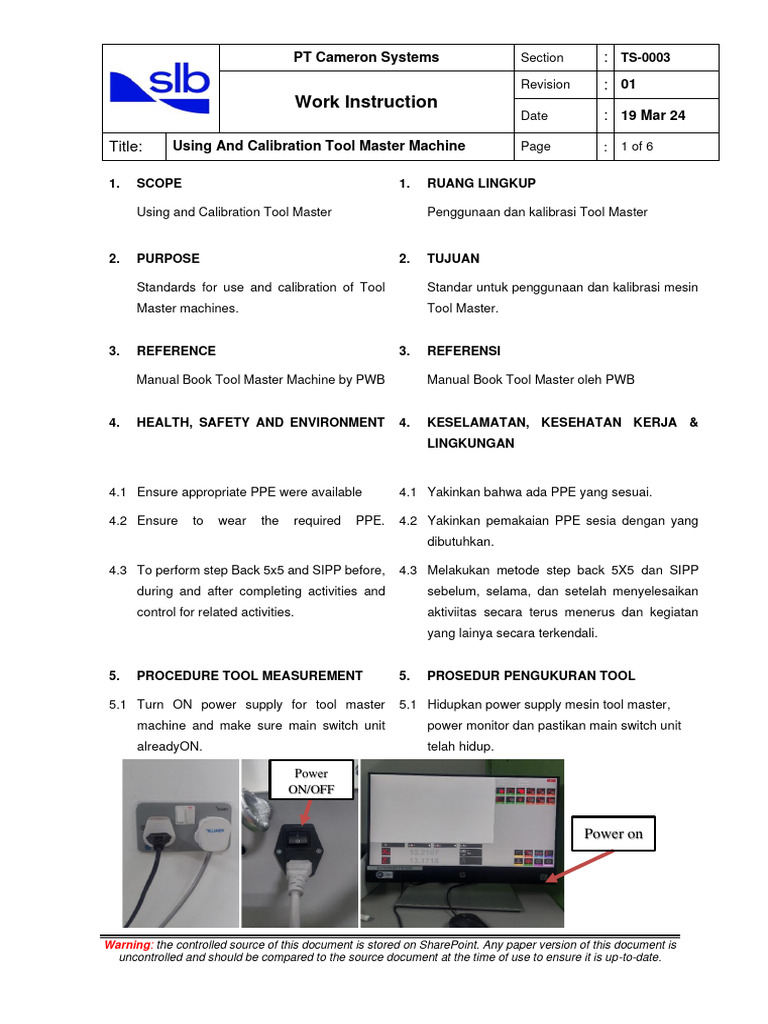 WI-TS-0003-01 Using and Calibration Tool Master Machine New Template ...