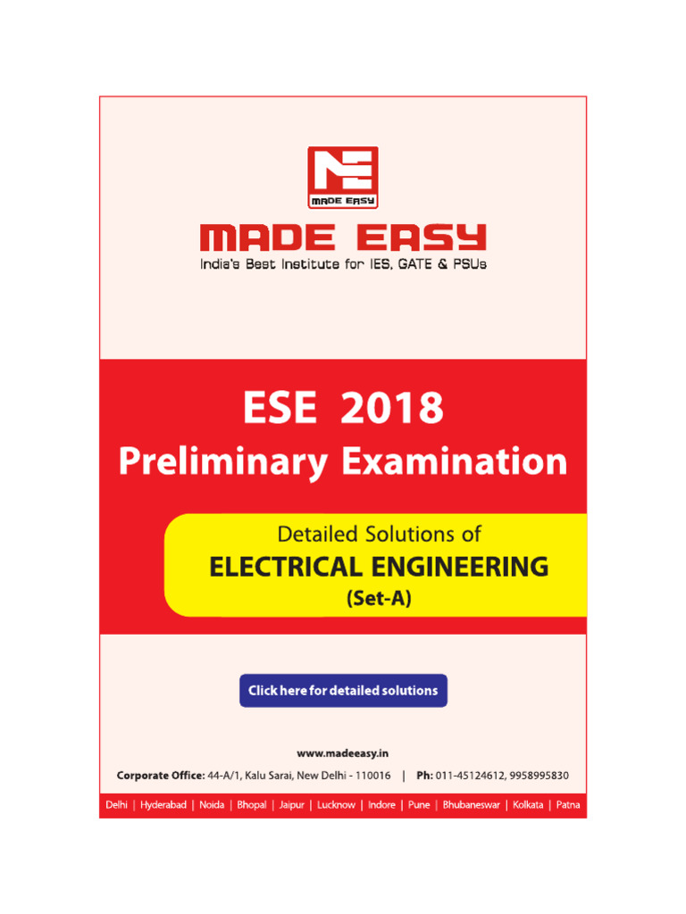 UPSC IES 2018 EE - Electrical Engineering Solutions | PDF