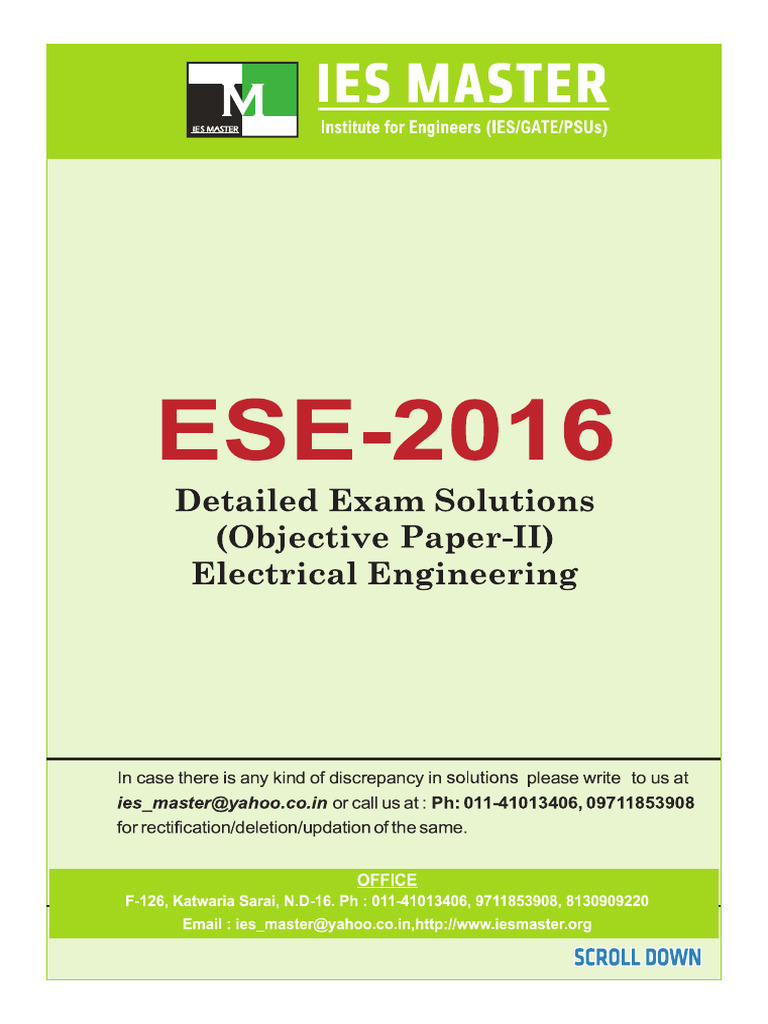 IES ESE Exam 2016 EE Electrical Engineering Paper 2 Detailed Solutions ...
