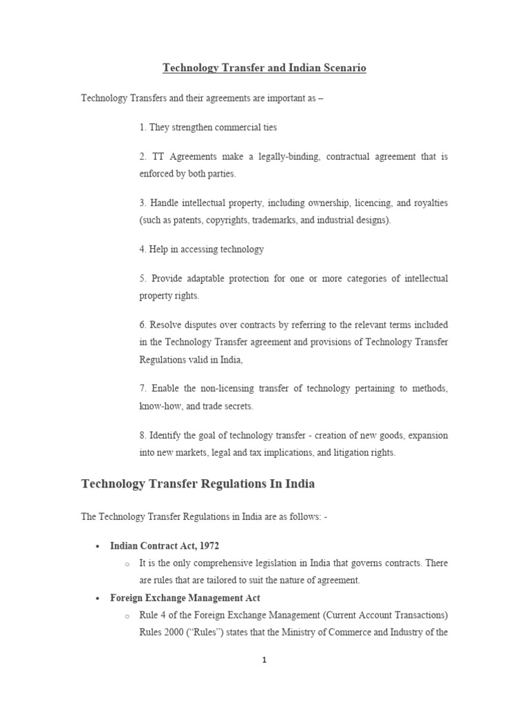 Technology Transfer and Indian Scenario | Download Free PDF ...