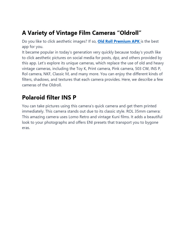 Exploring Oldroll Vintage Cameras | PDF | Camera | Video