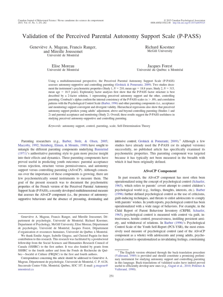 Thang Đo - Parental Autonomy Support | PDF | Factor Analysis ...
