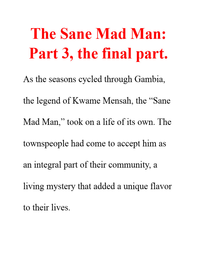 Kwame Mensah: The Sane Mad Man's Legacy | PDF | Travel | Young Adult
