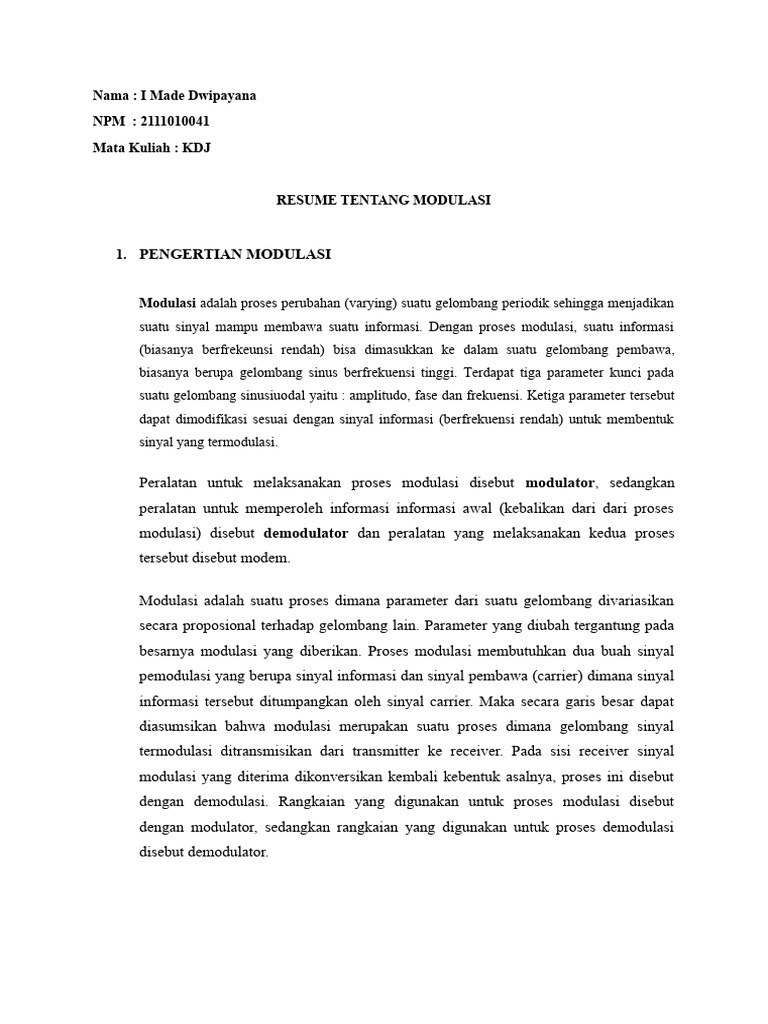 Pengertian dan Proses Modulasi | PDF