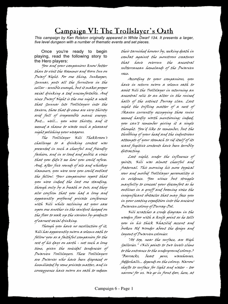 03 - Advanced HeroQuest Reforged Campaign 06 - The Trollslayer's Oath ...