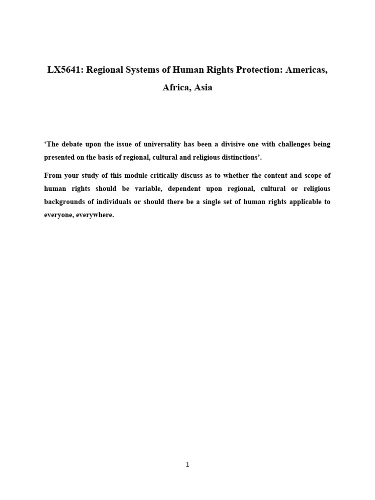 HUSSAIN Regional Systems of Human Rights Protection Americas, Africa ...