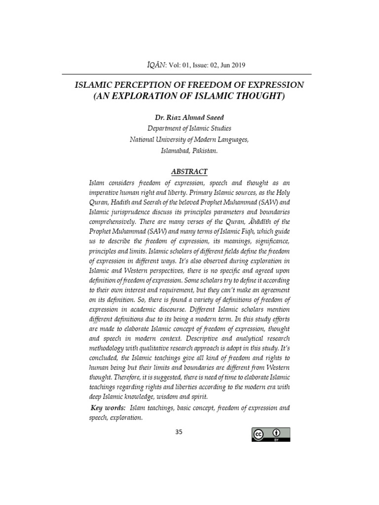 Islamic Perception of Freedom of Expression (An Exploration of Islamic ...