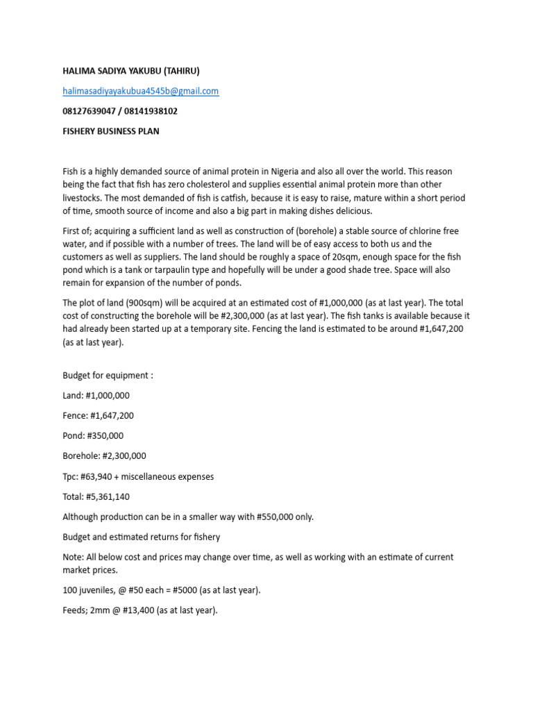 Halima Fishery Business Setup | PDF