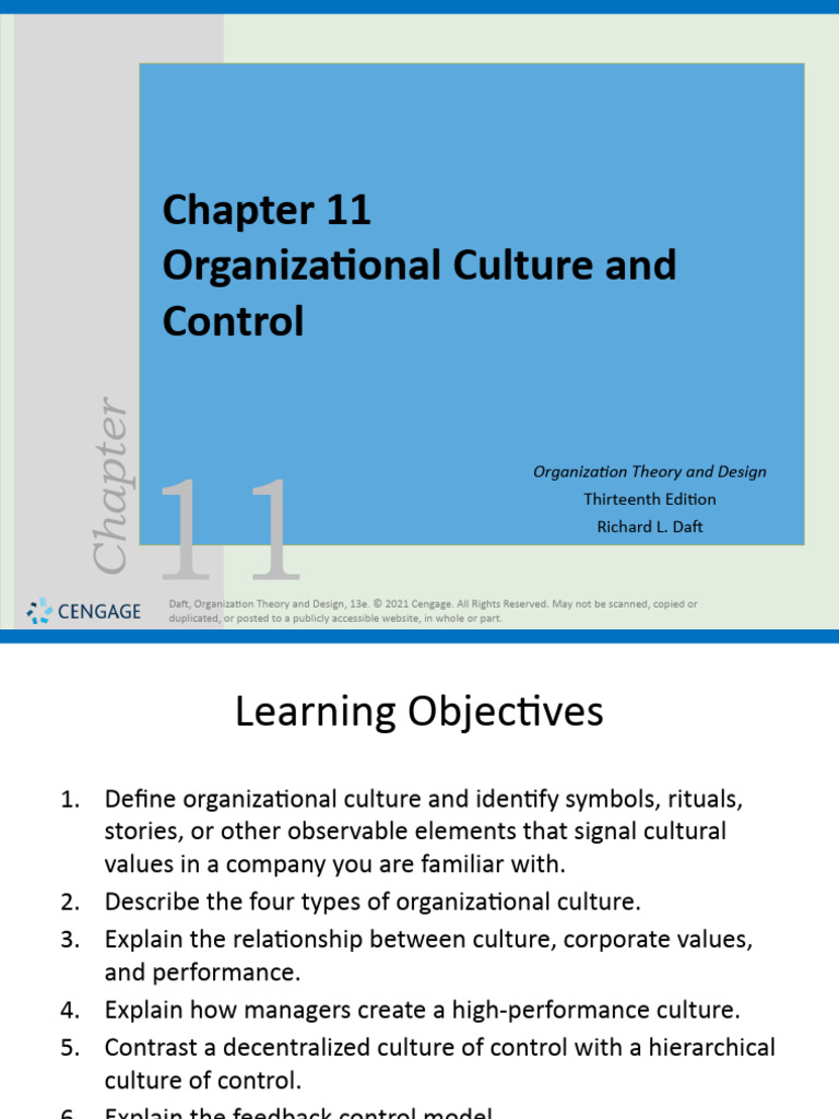 Daft OTAD 13e PPT Ch11 | PDF | Organizational Culture | Organizational Behavior