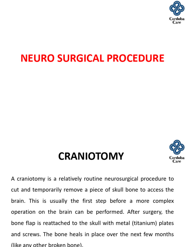 Neuro Surgical Procedures | PDF | Neurosurgery | Medical Specialties
