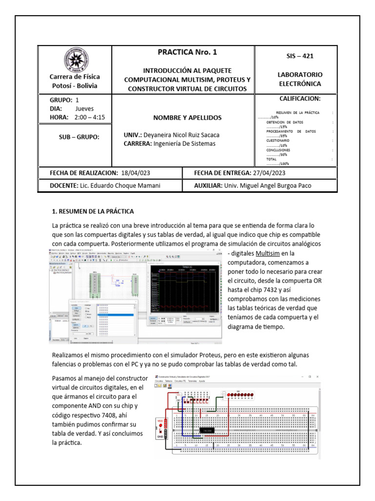 P1 Introducción Al Paquete Computacional Multisim, Proteus y ...