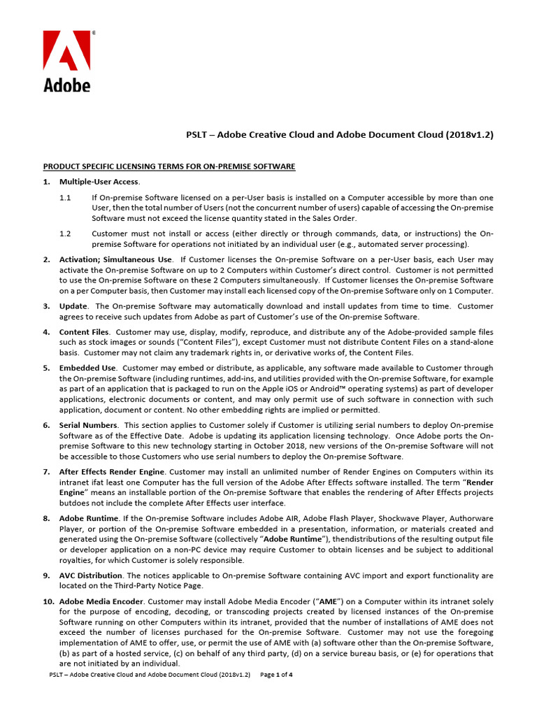 PSLT CreativeCloudandDocumentCloud 2018v1.2 NA | PDF | Cloud Computing | World Wide Web