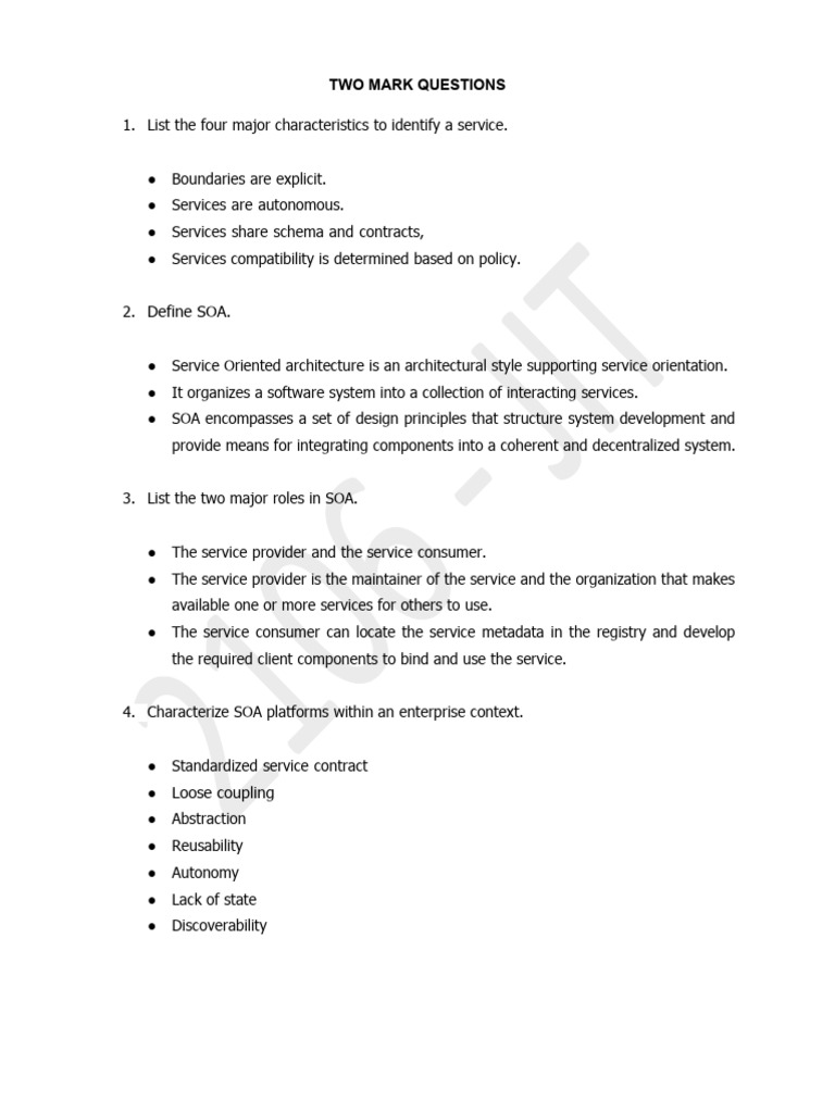 Two Mark Questions - Unit 2 | PDF | Virtualization | Service Oriented Architecture