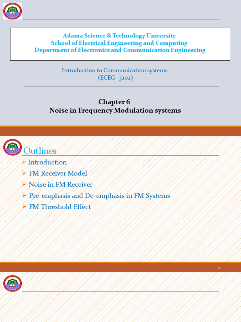 Chapter-6 - Noise in Frequency Mod | PDF | Frequency Modulation | Detector (Radio)