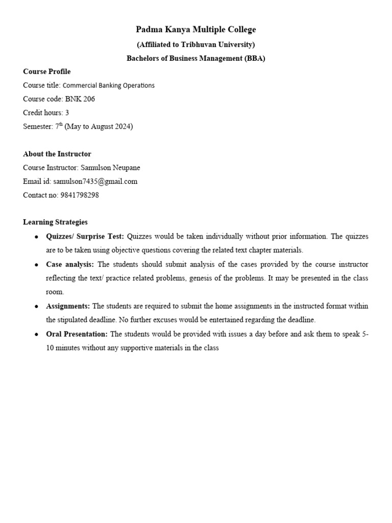Session Plan PKC BBA CBO | PDF | Credit Card | Clearing (Finance)