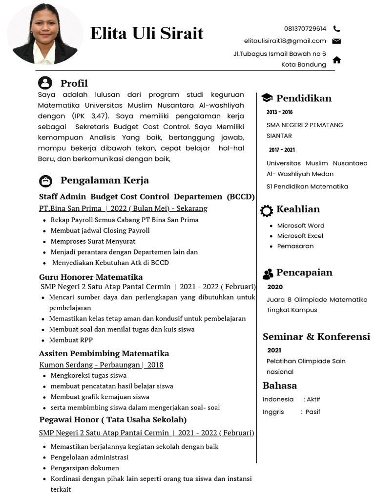 Black White Minimalist CV Resume-1 | PDF