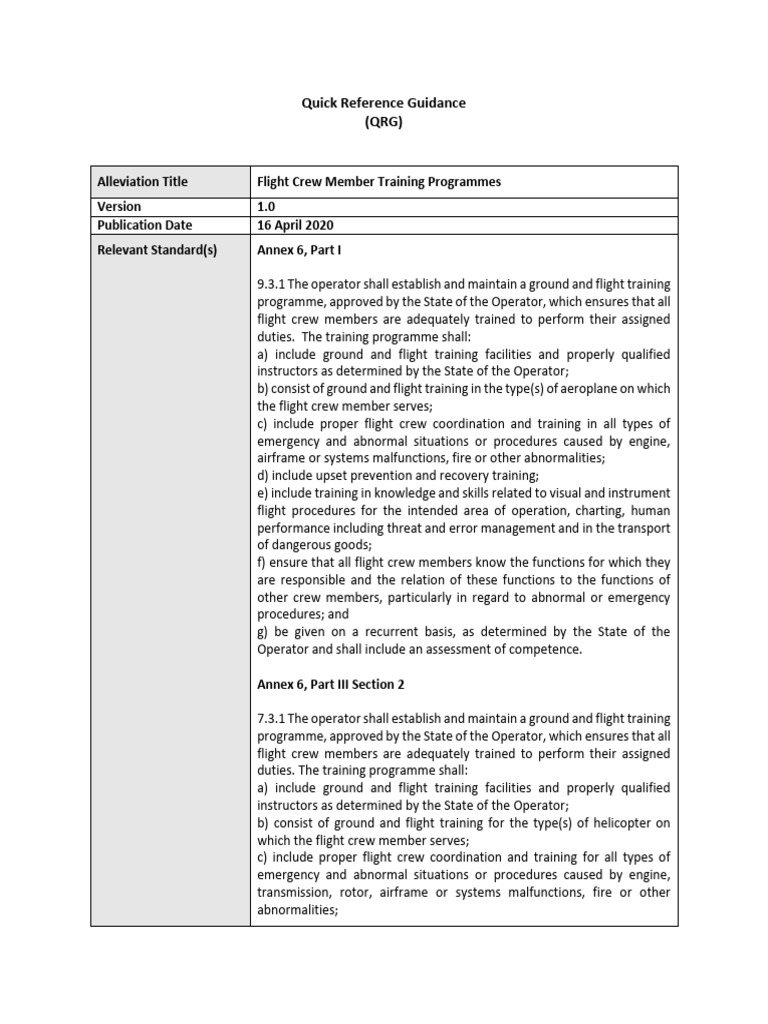 Flight Crew Training Guidance QRG | PDF | Helicopter | Risk