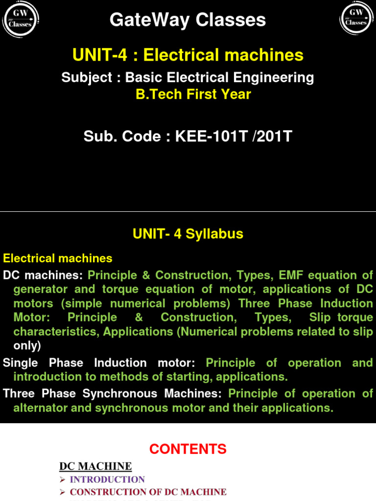 Electrical Machines Overview | PDF | Electric Motor | Electromagnetic ...