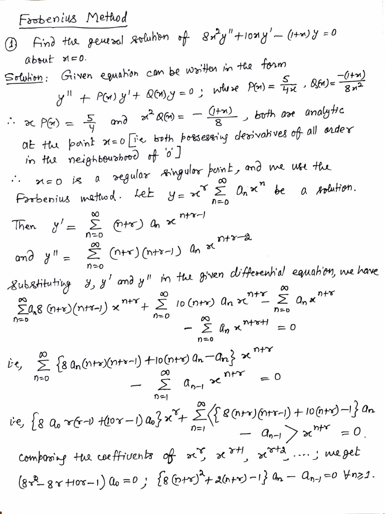 Power Series Solutions via Frobenius Method | PDF