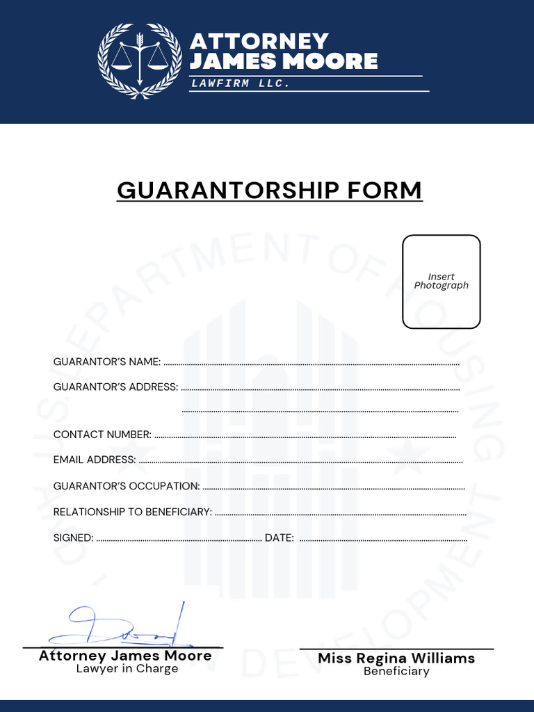 Regina Williams - Guarantorship Form | PDF