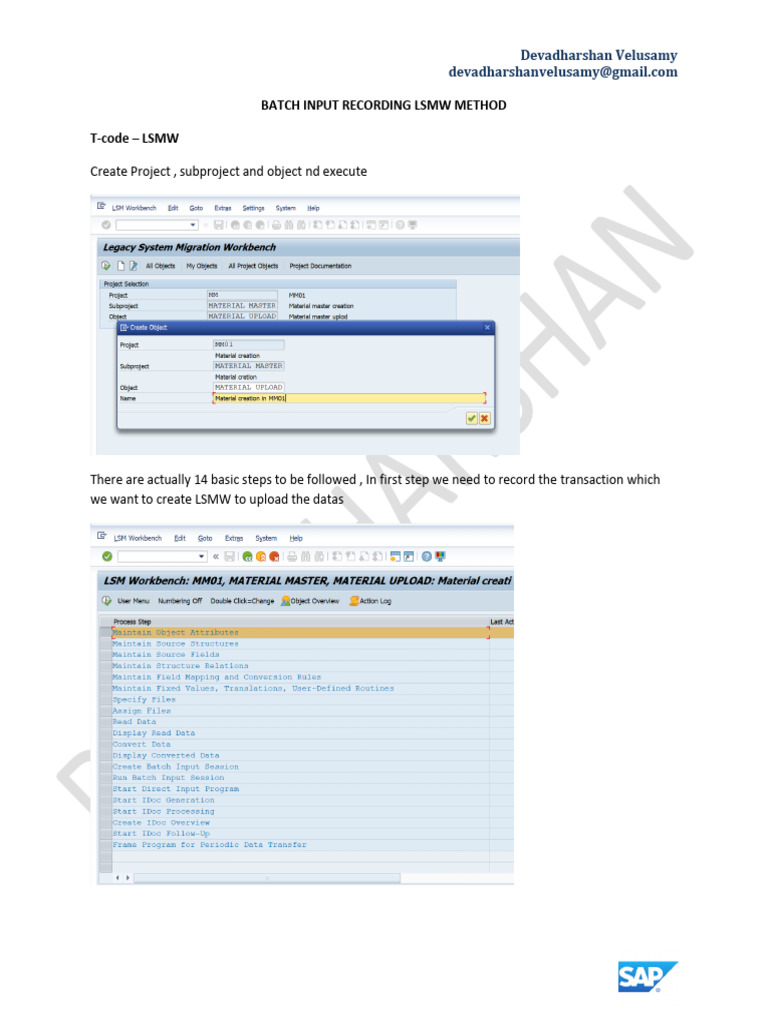 Batch Input Recording LSMW Method | PDF | Software | Computing