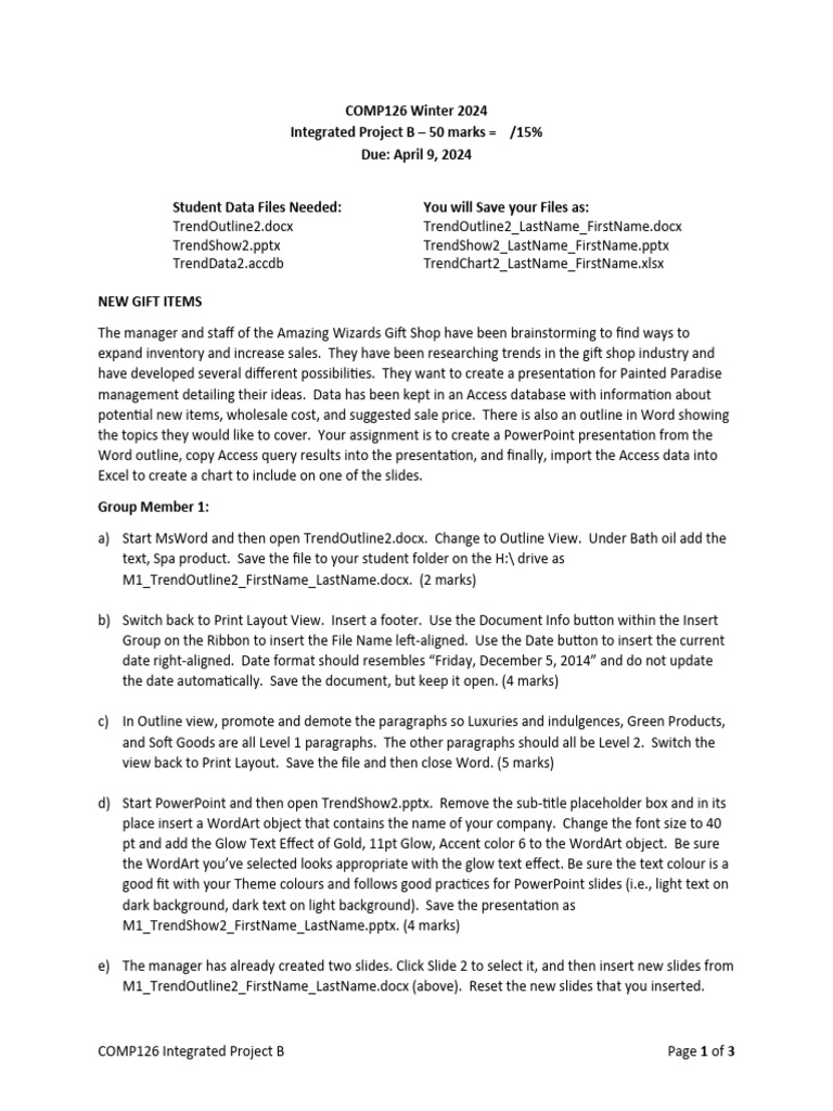 Integrated Project B for Gift Shop Expansion | PDF | Microsoft Excel ...