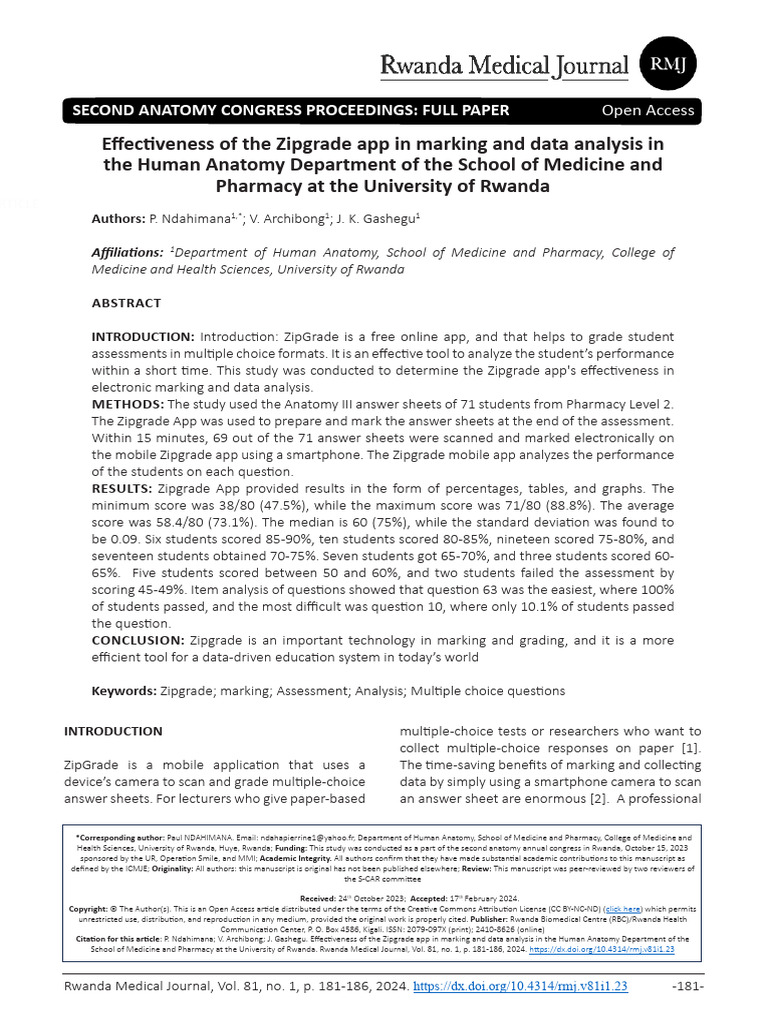 Effectiveness of The Zipgrade App in Marking and D | PDF | Educational ...