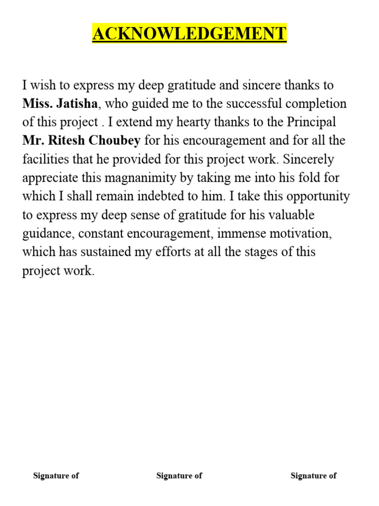 Student Project Acknowledgment | PDF