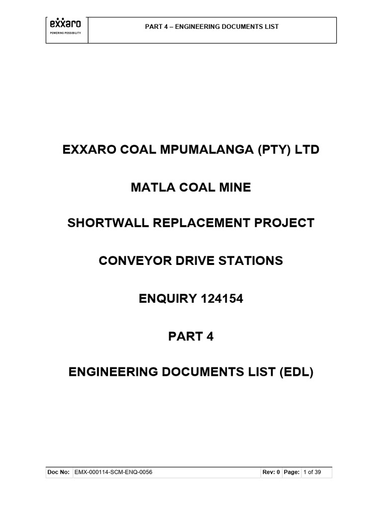 Enquiry 124154 Part 4 - Engineering Documents List | PDF | Specification (Technical Standard ...