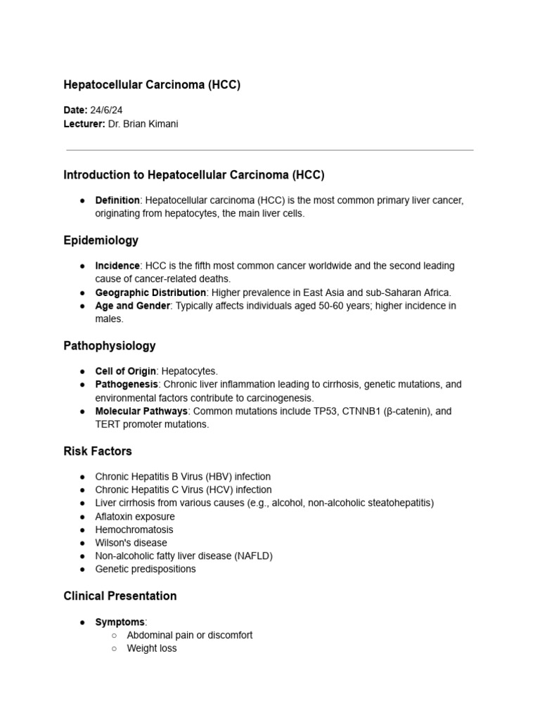 Hepatocellular Carcinoma (HCC) | PDF | Hepatitis | Cirrhosis
