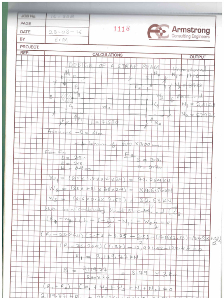 Strap Footing Hand Calcs | PDF