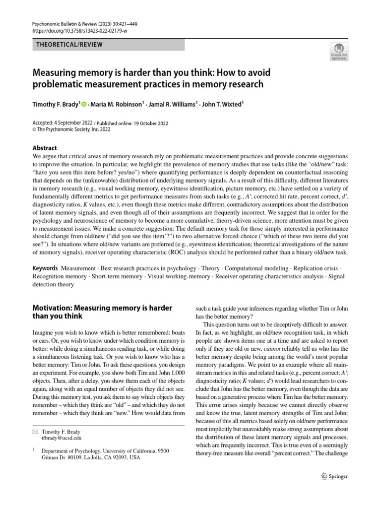 Measuring Memory Is Harder Than You Think: How To Avoid Problematic Measurement Practices in ...