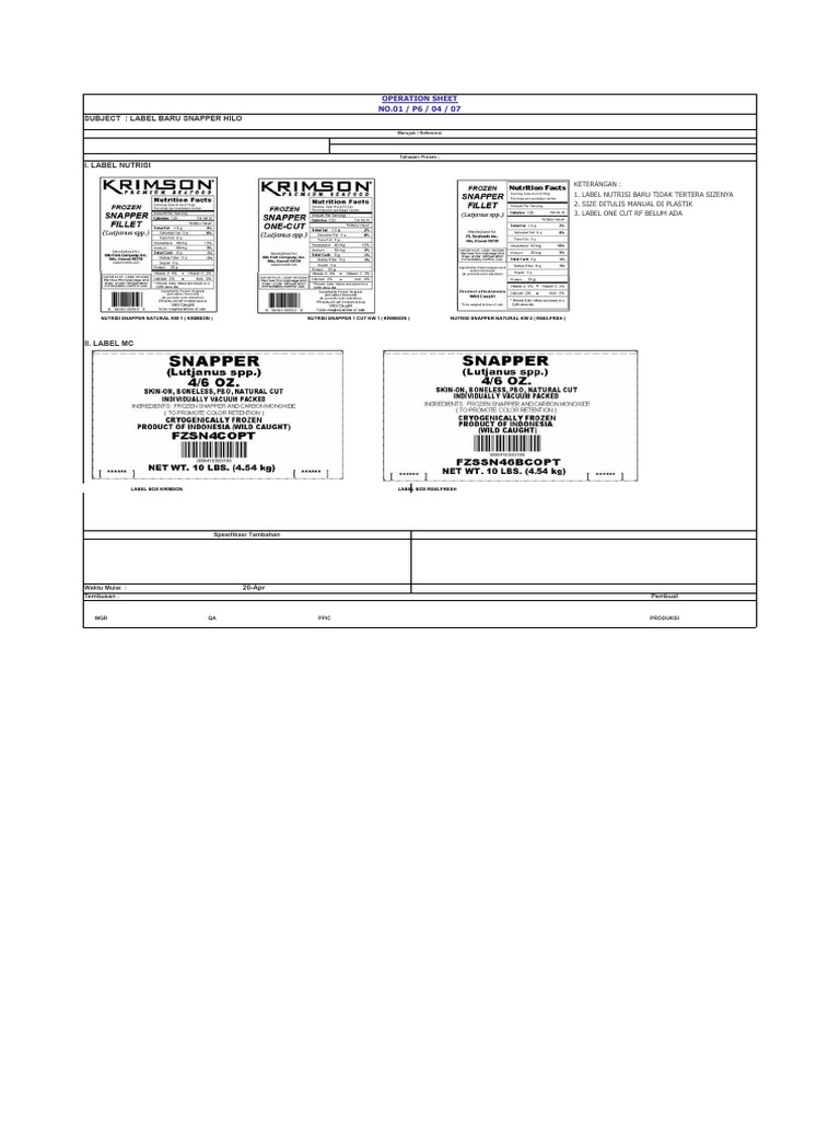 OP Label Baru Lutjanus SPP HILO | PDF