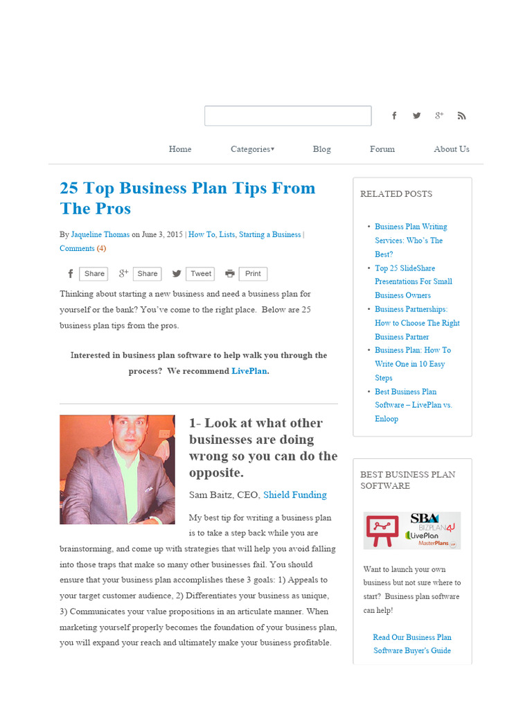 25 Top Business Plan Tips | PDF | Business Plan | Market Segmentation