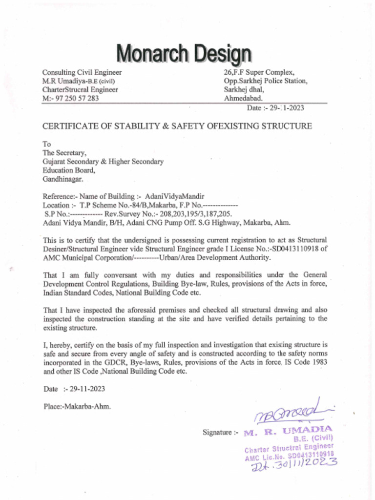 Building Safety Certificate | PDF