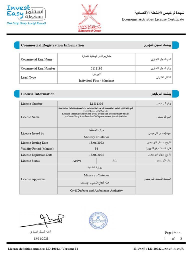 License Certificate (L1831308) | PDF | License | Retail