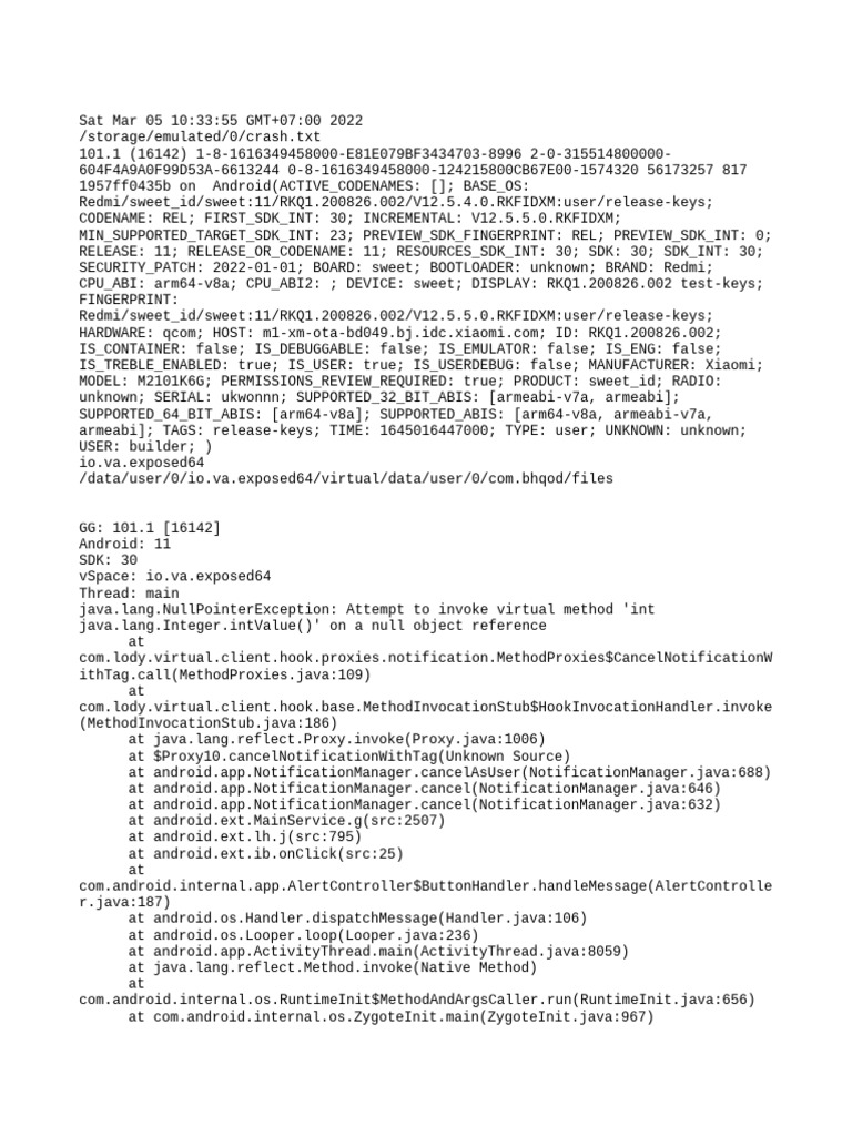 Crash | PDF | Java (Programming Language) | Android (Operating System)