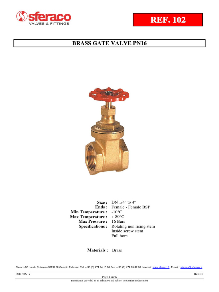 Brass - Gate Valve (1inch To 4inch) | PDF | Valve | Manufactured Goods