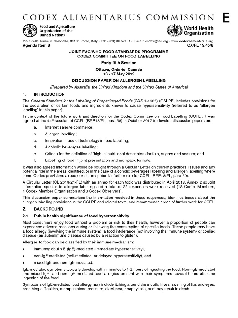 CODEX 2019 - Food Labelling | PDF | Food Allergy | Allergy