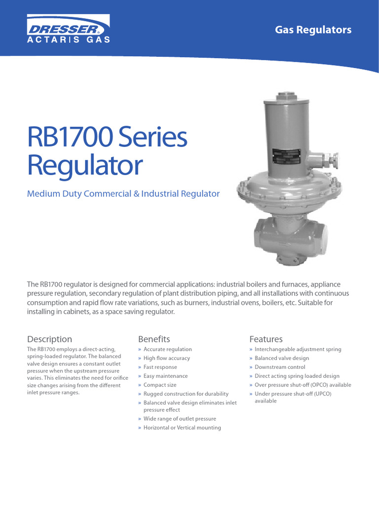 Actaris Gas Regulators RB1700 Series Spec Sheet EN LR DUS - AGR.EN.008 ...