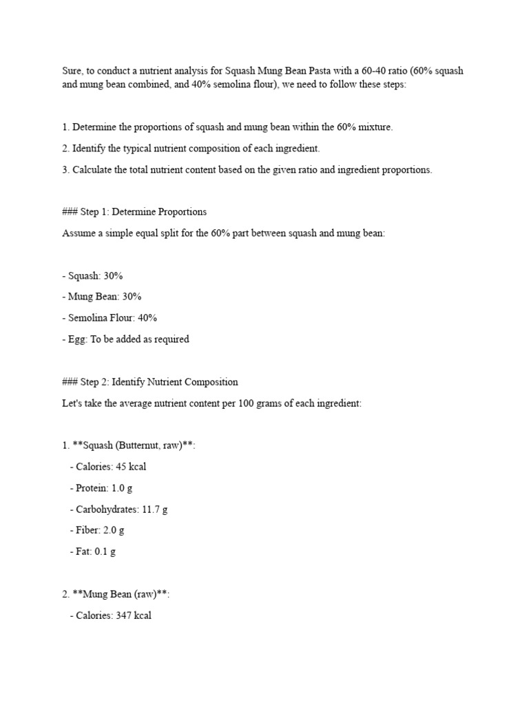 Nutritional Analysis CGPT | PDF | Calorie | Pasta