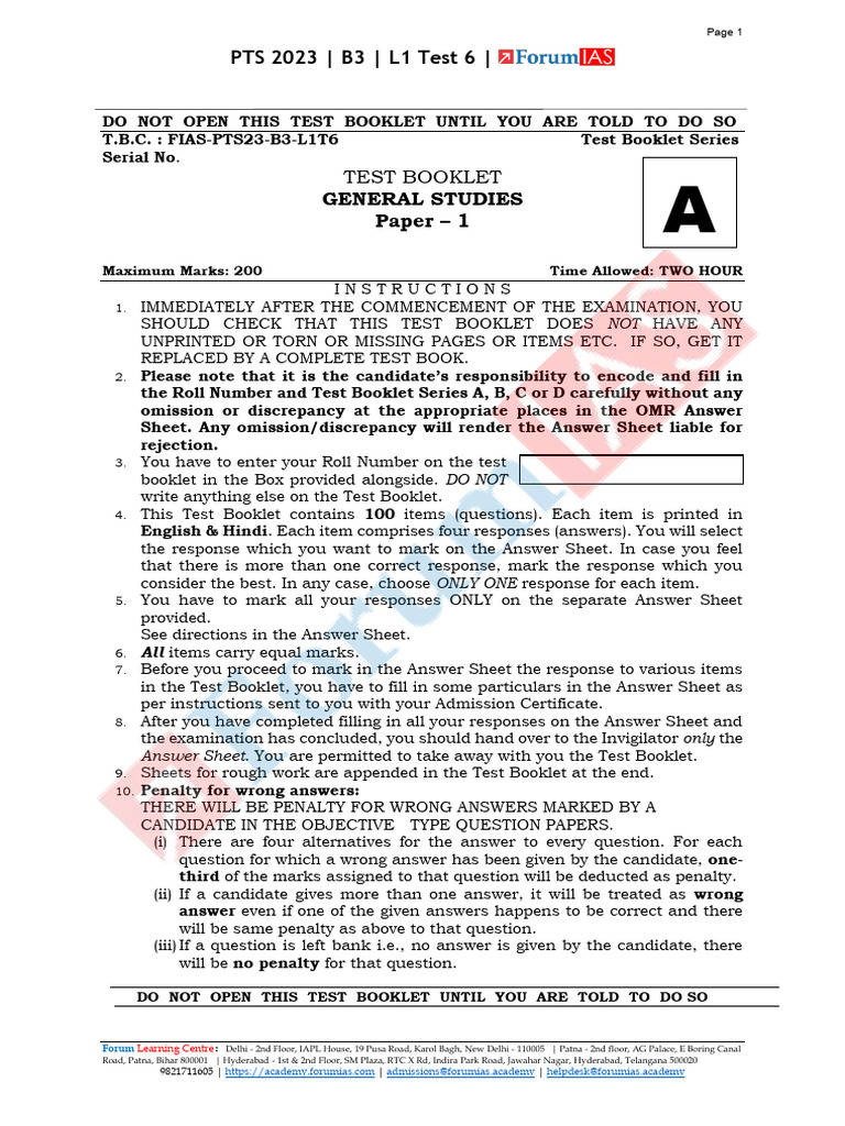 PTS 2023 B3 L1 Test 6 QP | PDF | Special Drawing Rights | Economies